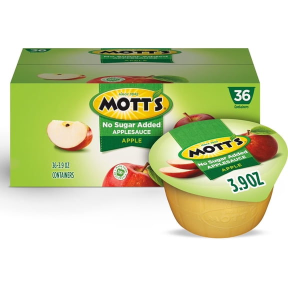 Mott's, Applesauce, 36 ct, All Natural, No Sugar Added - Walmart.com