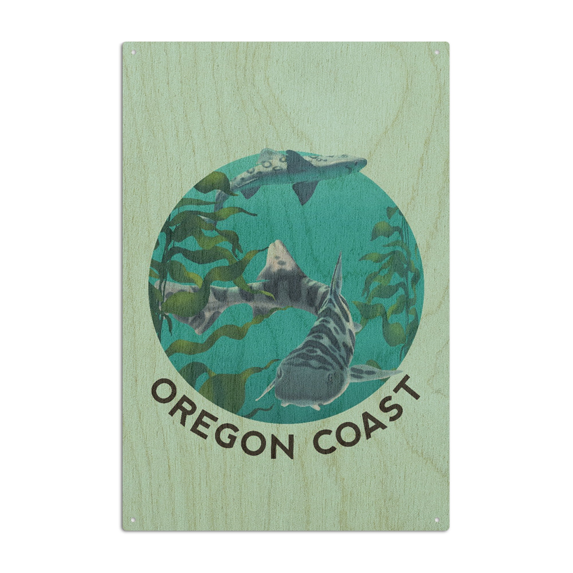 Oregon Coast, Leopard Shark, Contour Birch Wood Wall Sign (6x9 Rustic ...