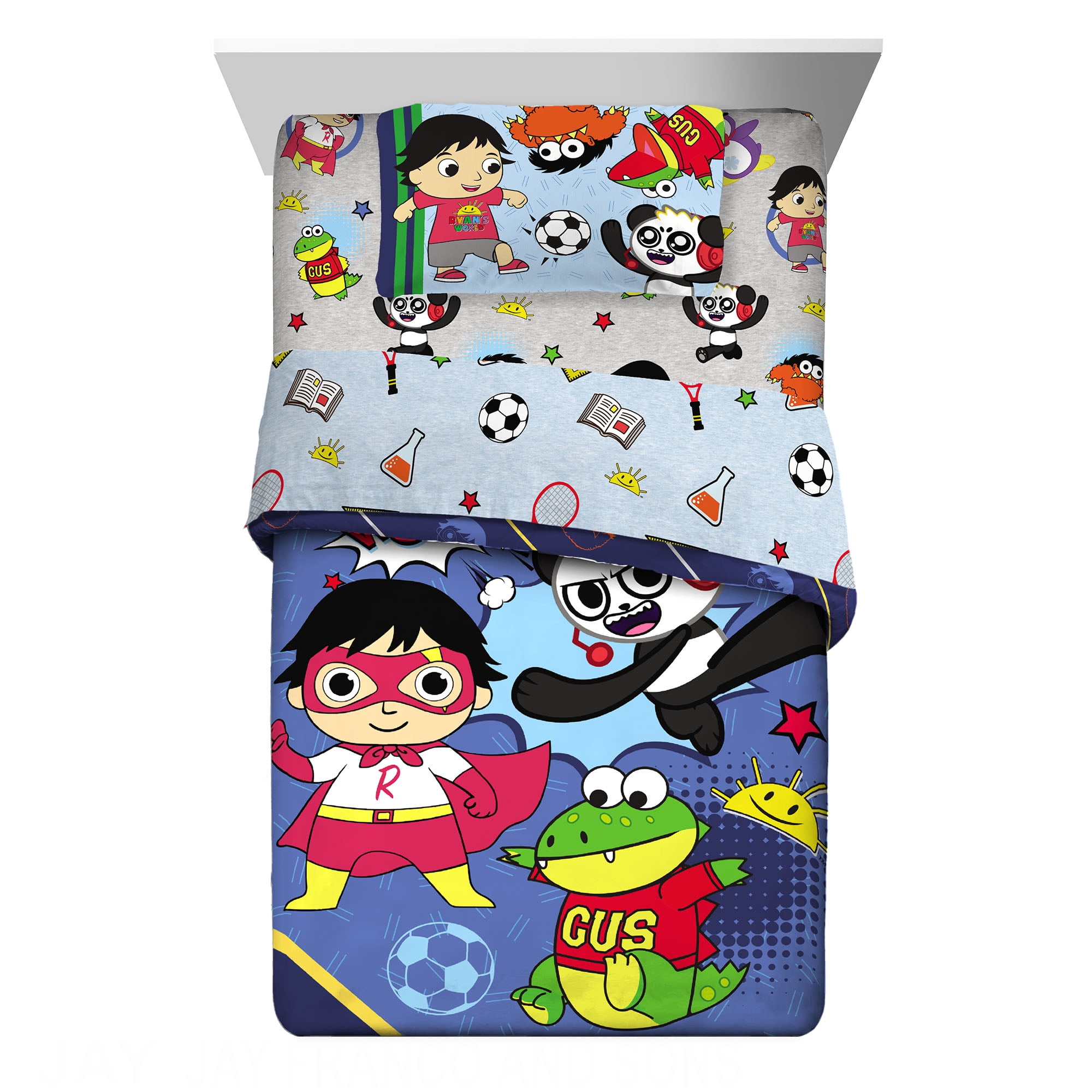 Ryan's World Kids Red Titan Twin Bed in a Bag, Comforter and Sheets ...