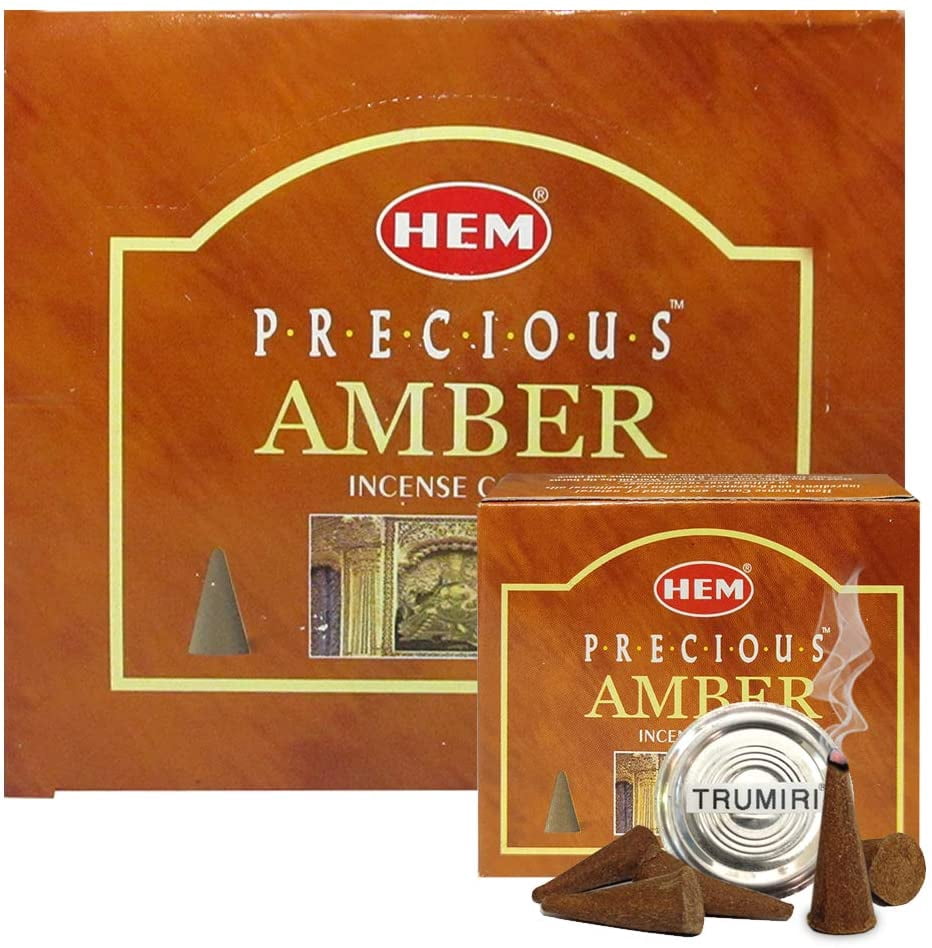Precious Amber Incense Cones And Cone Incense Burner Bundle Insence ...