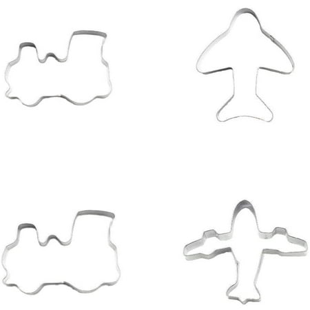 4 Metal Cookie Cutter Set Fighter Bomber Aircraft Train Head Airplane ...