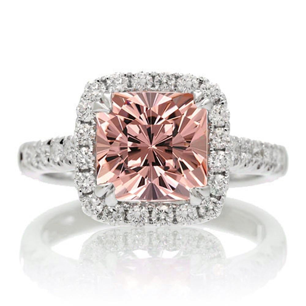 Morganite Cushion Cut Engagement Rings