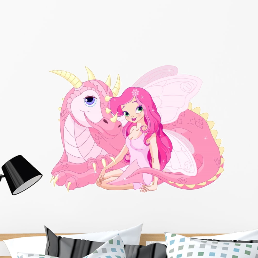 Beautiful Magic Dragon and Wall Mural by Wallmonkeys Peel and Stick ...