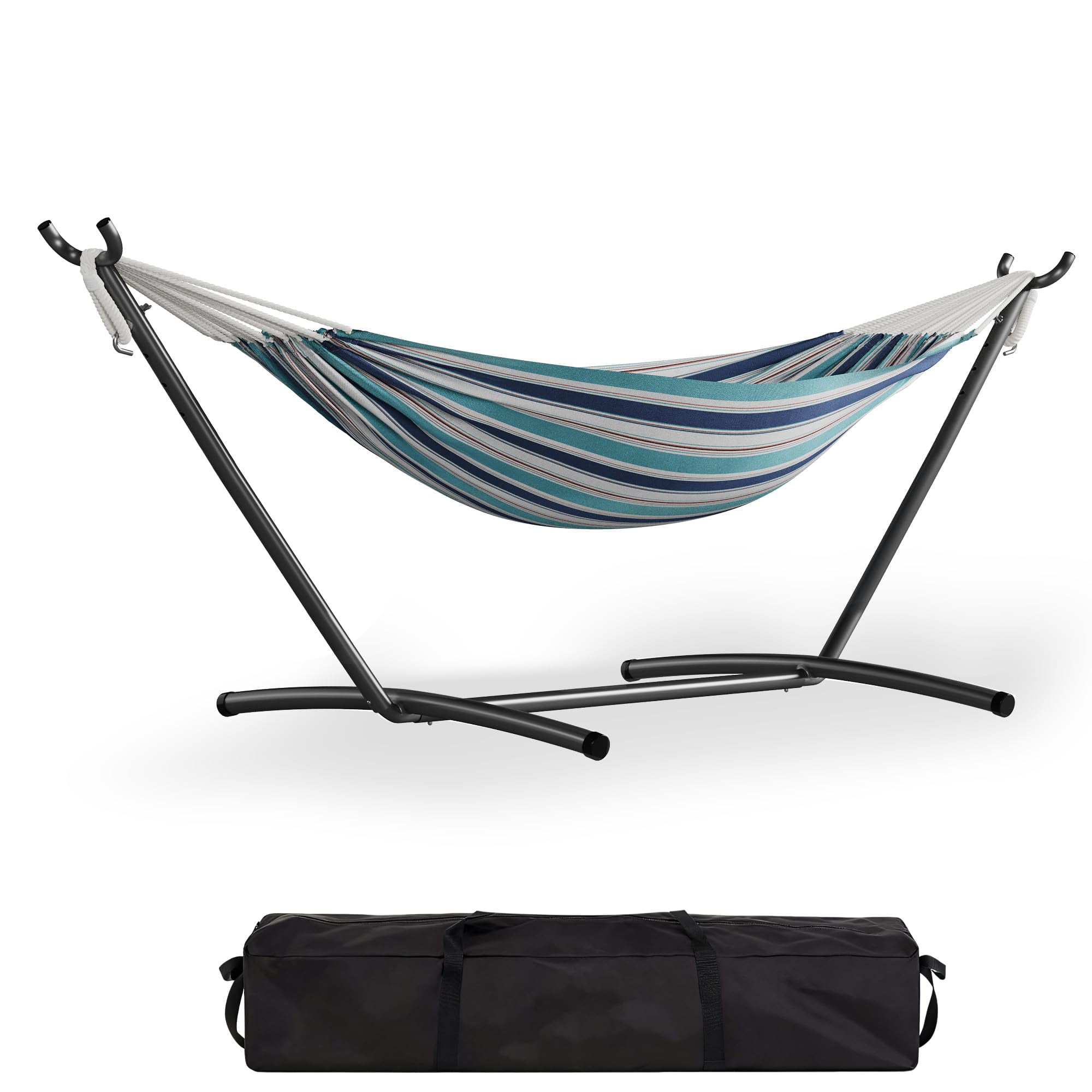 Heavy Duty Double Hammock with Steel Stand – 2 Person Cotton Hammock ...