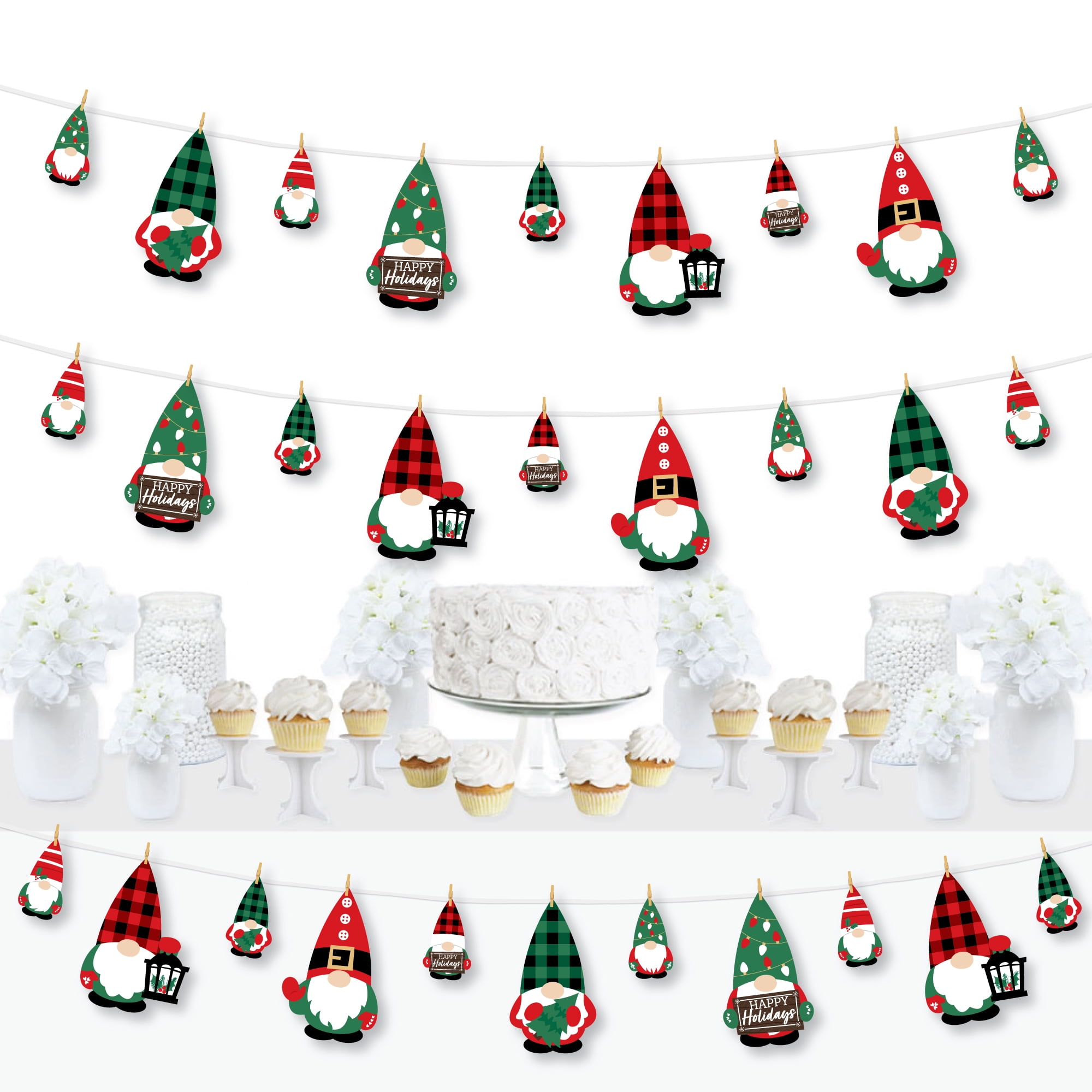 Big Dot of Happiness Red and Green Holiday Gnomes - Christmas Party DIY ...