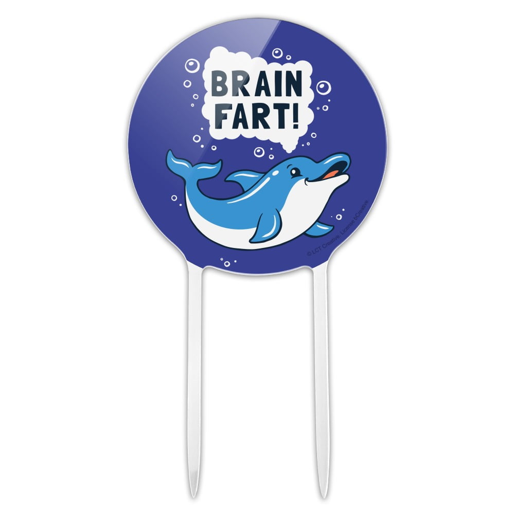 Acrylic Brain Fart Dolphin Funny Humor Cake Topper Party Decoration for ...