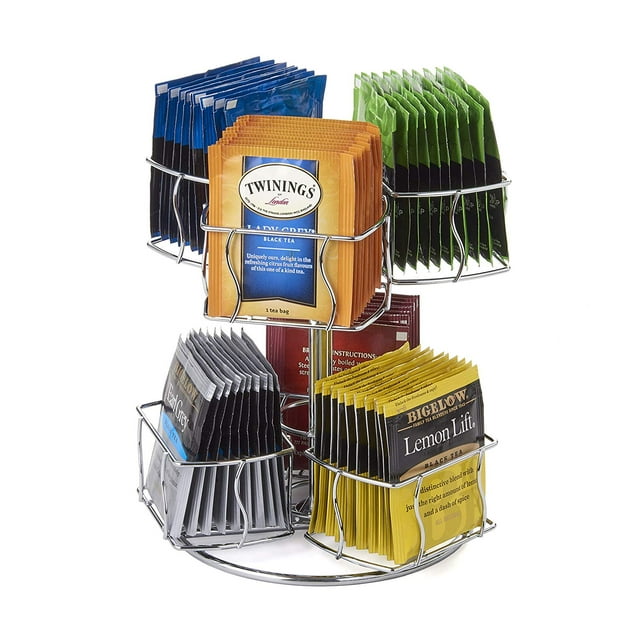 Tea Bag Holder and Organizer - Chrome Finish Rotating Carousel with 6 ...