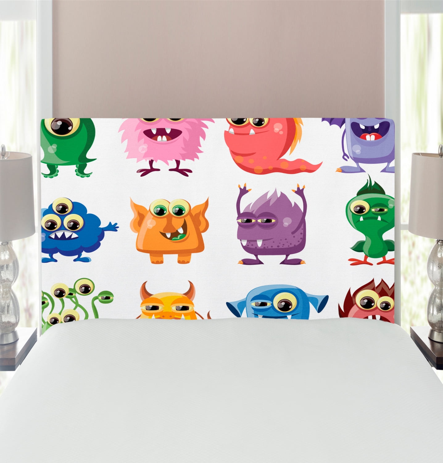 Funny Headboard, Animated Bacteria Aliens Theme Germ Whimsical Cartoon ...