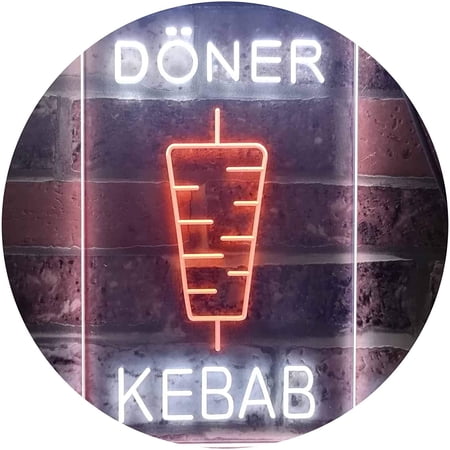 Doner Kebab Restaurant Café Décor Bar Dual Color LED Neon Sign White ...