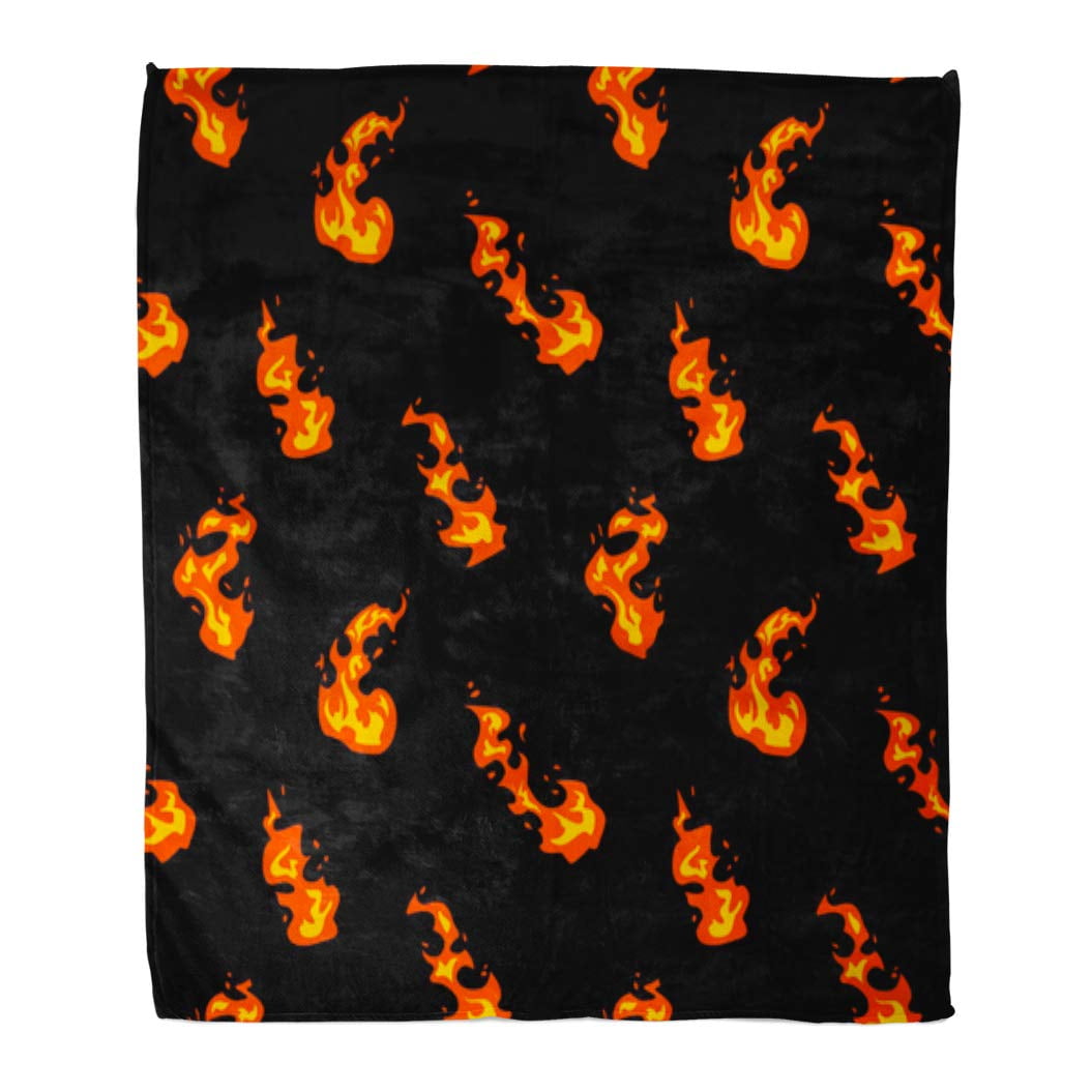 JSDART Flannel Throw Blanket Red Flame Different Orange Burning Fire ...