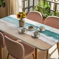 Abstract Beach Waves Fitted Rectangle Tablecloth 30" x 60" Retro Blue ...