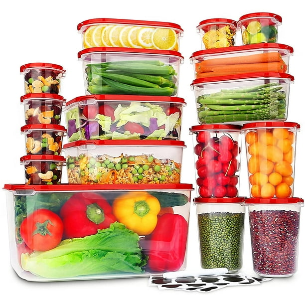 34 PC Food Storage Containers with Lids, Plastic Containers for Food ...