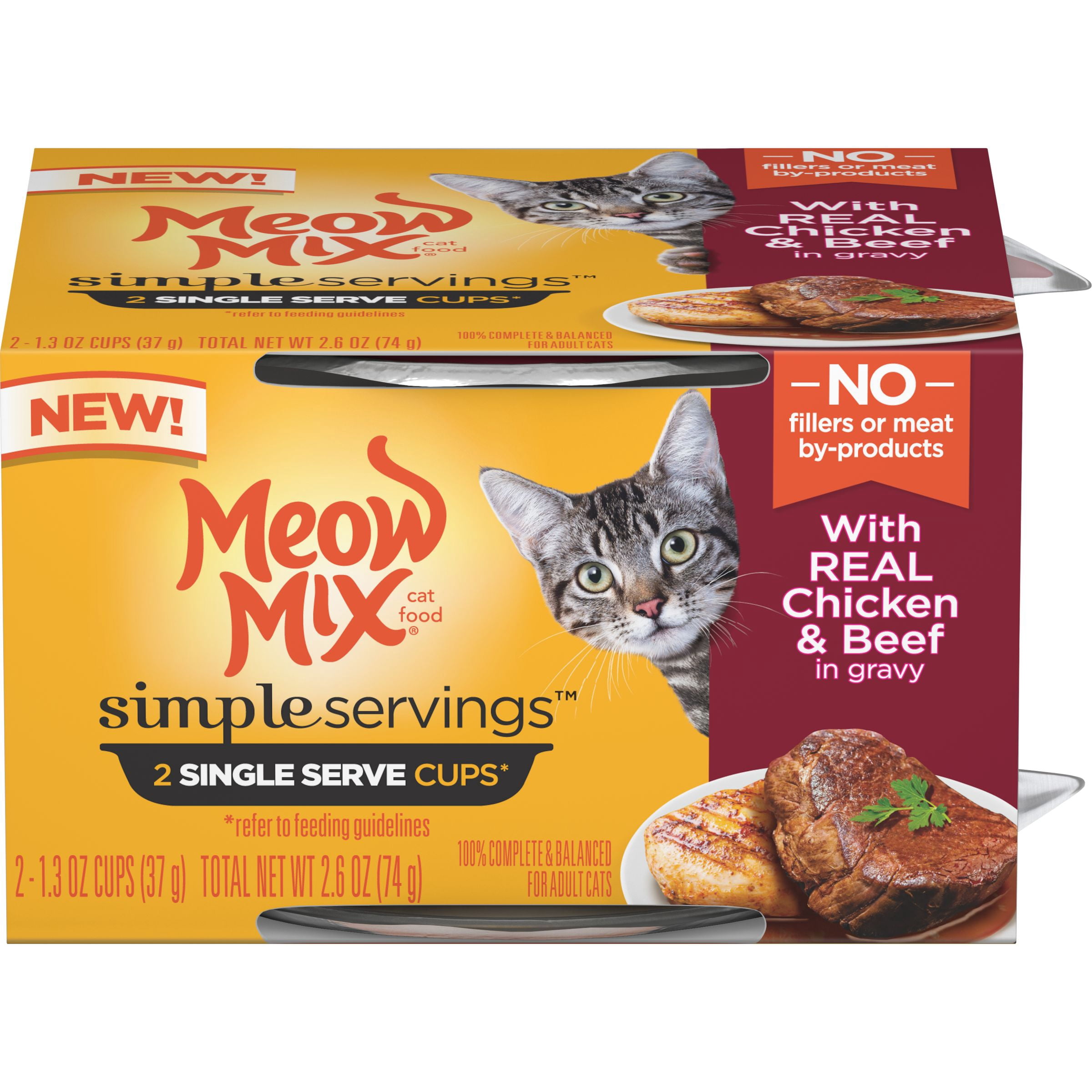 Meow Mix Simple Servings With Real Chicken And Beef In Gravy Wet Cat Meow Mix Simple Servings With Real Chicken And Beef In Gravy Wet Cat