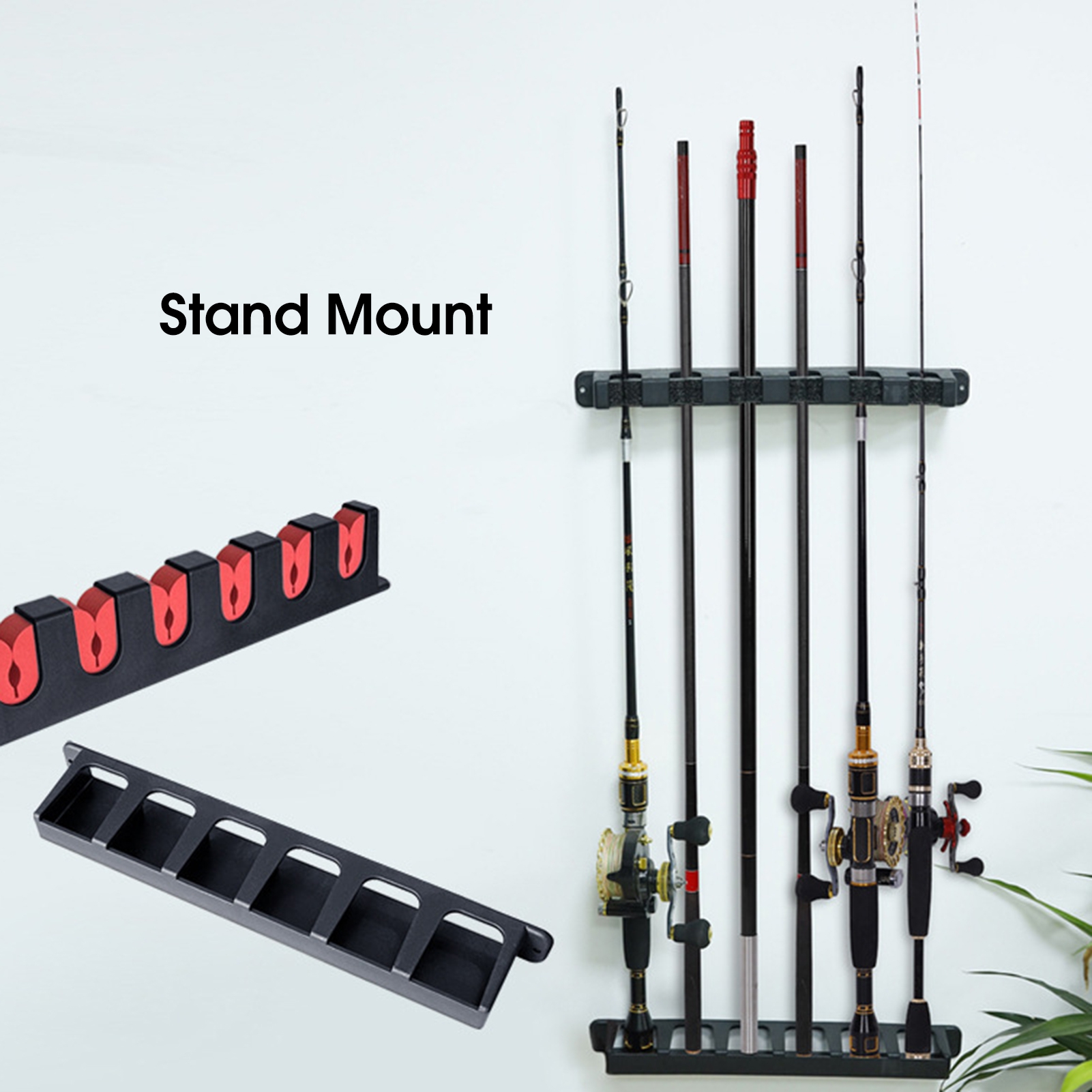 Bobasndm Fishing Rod Holder Horizontal 6 Tier ABS Rack Wall Mount ...