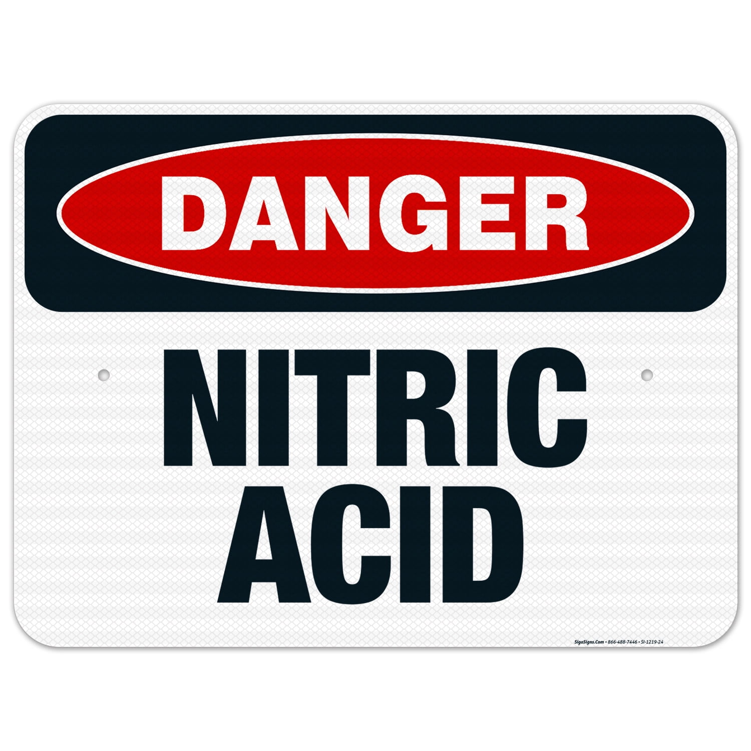 Danger Nitric Acid Sign, OSHA Danger Sign, 18x24 Reflective Aluminum ...