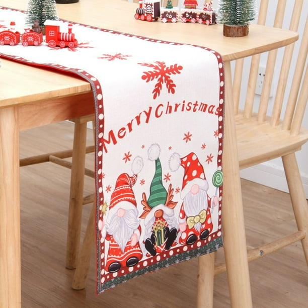 Travelwant Burlap Christmas Table Runner, Embroidered Merry Christmas ...