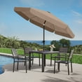CorLiving 10ft Large Sandy Brown Round, Market Patio umbrella with Side ...