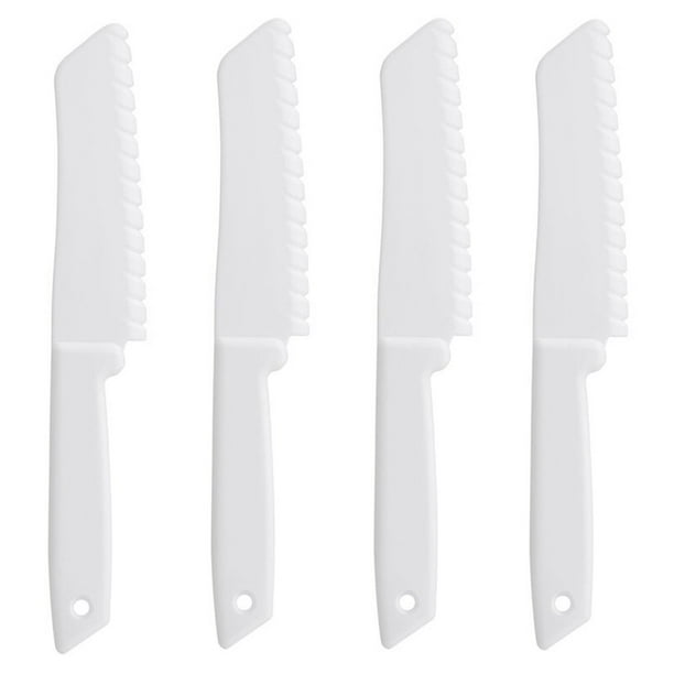 4 Piece Plastic Kitchen Knife Set with Serrated Cutting Edges - Plastic ...