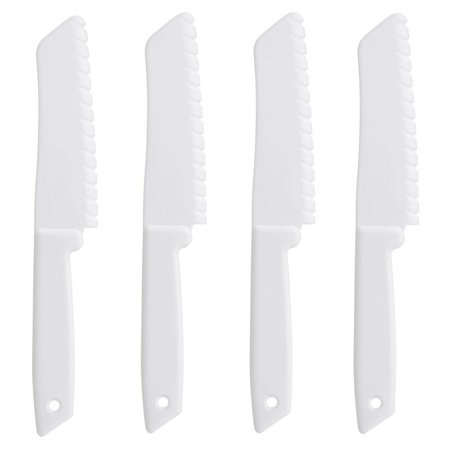 4 Piece Plastic Kitchen Knife Set with Serrated Cutting Edges - Plastic ...