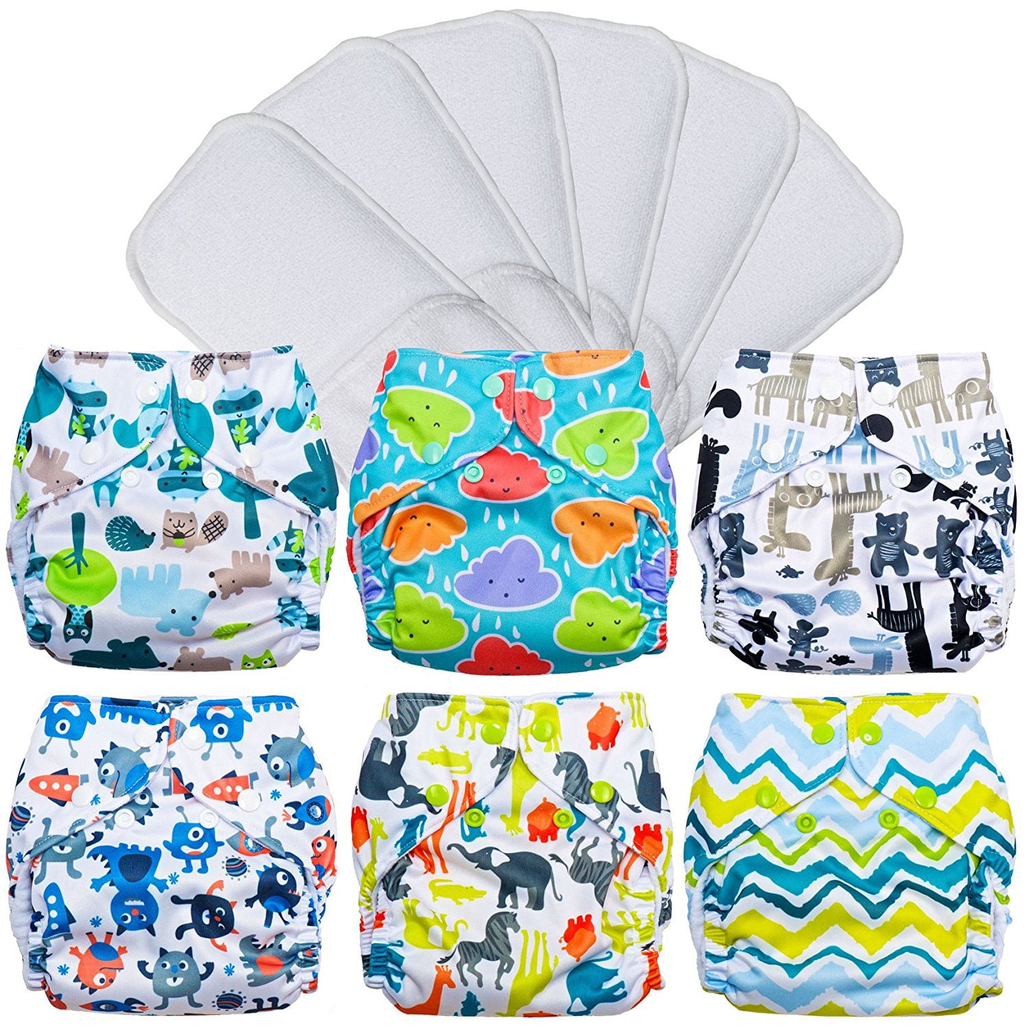 FuzziBunz Pocket Cloth Diapers 6 Pack Bundle with Inserts (Gender ...