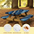 Abstract Marble Picnic Table Cover with Bench Covers Dark Blue Gradient ...