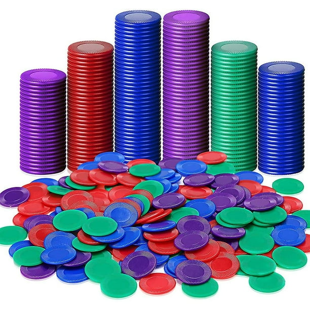 400 Pieces Plastic Poker Chips Game Chips 4 Colors Counter Card For Game Playing Counting Bingo ...