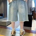 ZHISHINE Boys Summer Casual Denim Shorts Letter Print Five Pocket Pants ...