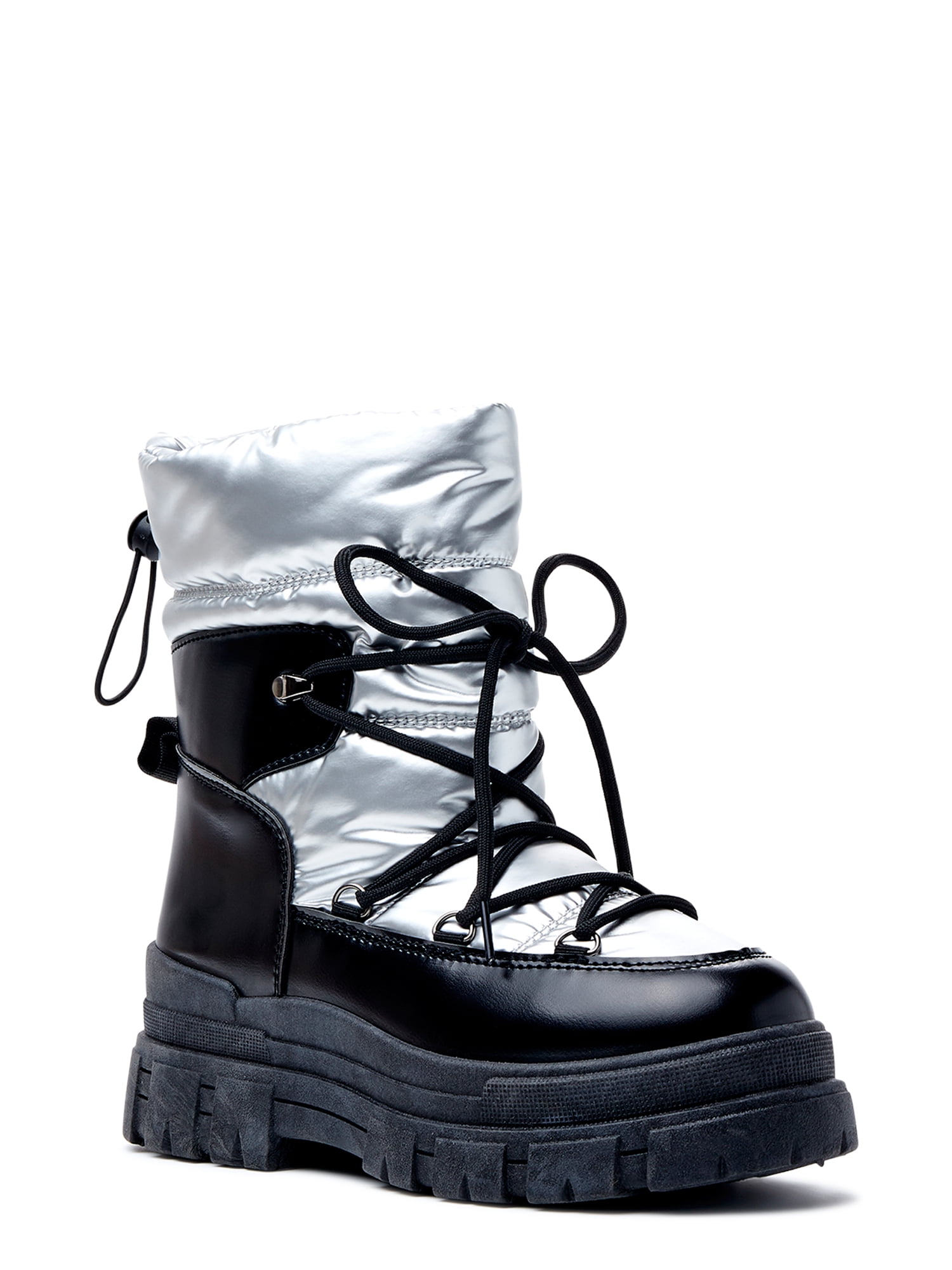 Scoop Women's Quilted Lug Sole Lace Up Boots - Walmart.com