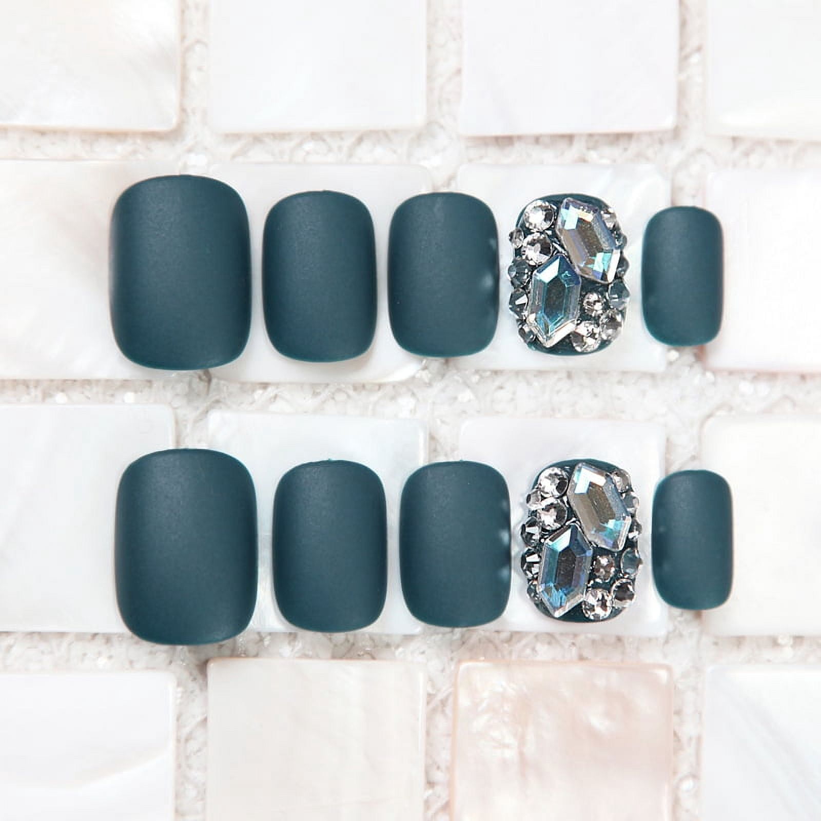 Dark Teal Acrylic Nails