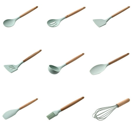 Wooden Handle Spatula Soup Spoon handle silicone kitchenware; non-stick ...