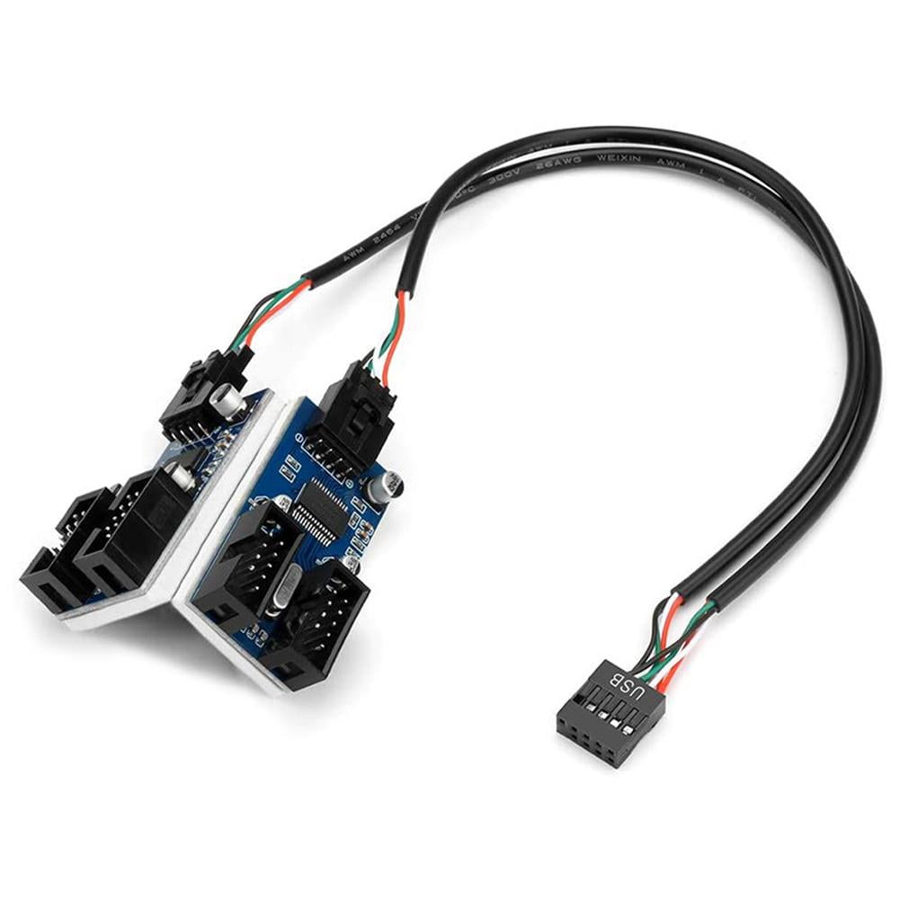 Conector HUB 2 vías Cgtredaw Divisor extensión cabezal 9 pines USB a 4 ...