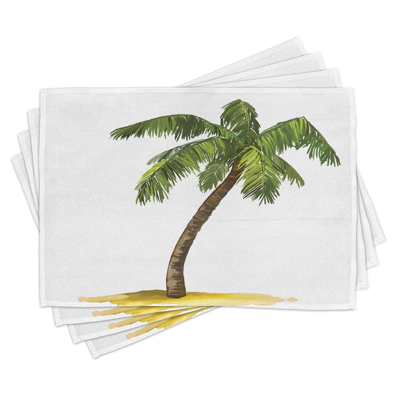Palm Tree Placemats Set of 4 Cartoon Palm Tree Image Tropical Plant and ...