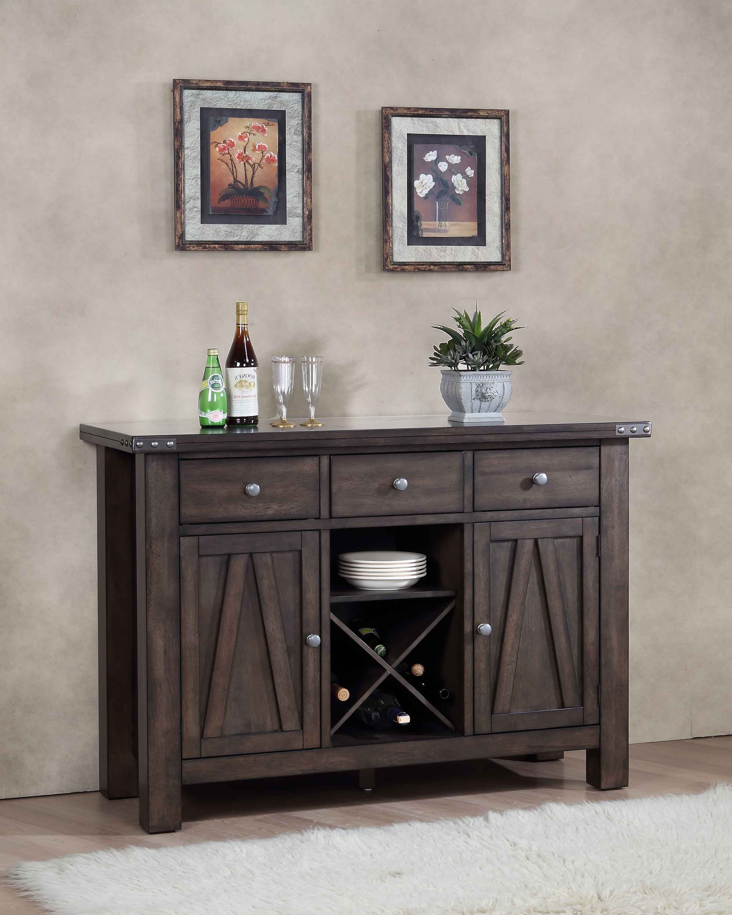 Brown Wood Wine Rack Sideboard Buffet Server Storage Cabinet With ...