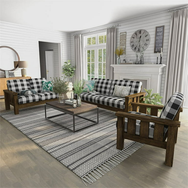 Plaid Sofa And Loveseat Set | Baci Living Room