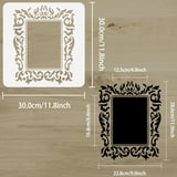 1Pc Photo Frame Stencil Square Painting Stencil Vintage Floral Pattern ...