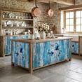 Blue Butterfly Cabinet Curtains 10" W x 11" L, Watercolor White Flowers ...