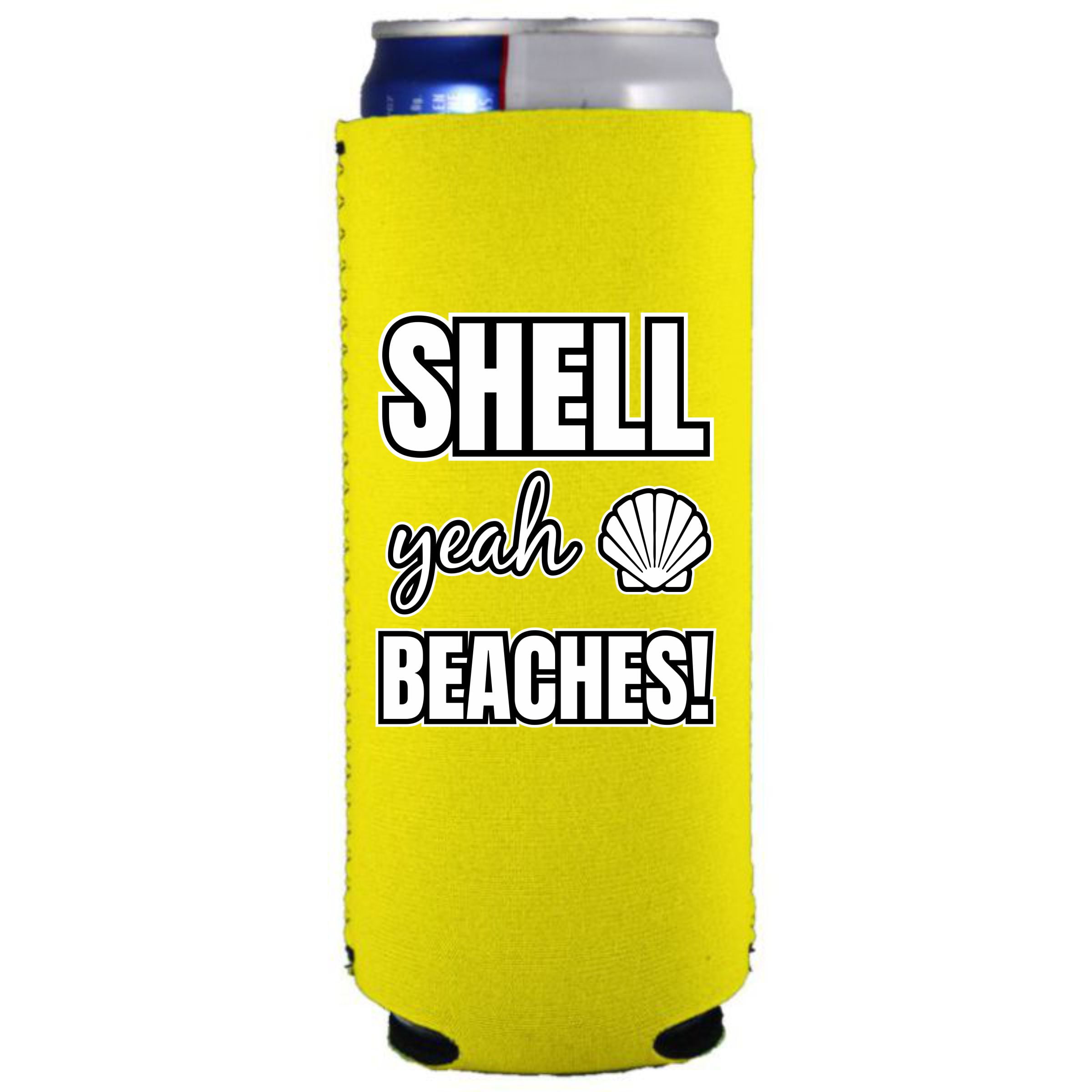 Shell Yeah Beaches Slim Can Coolie (Yellow) - Walmart.com