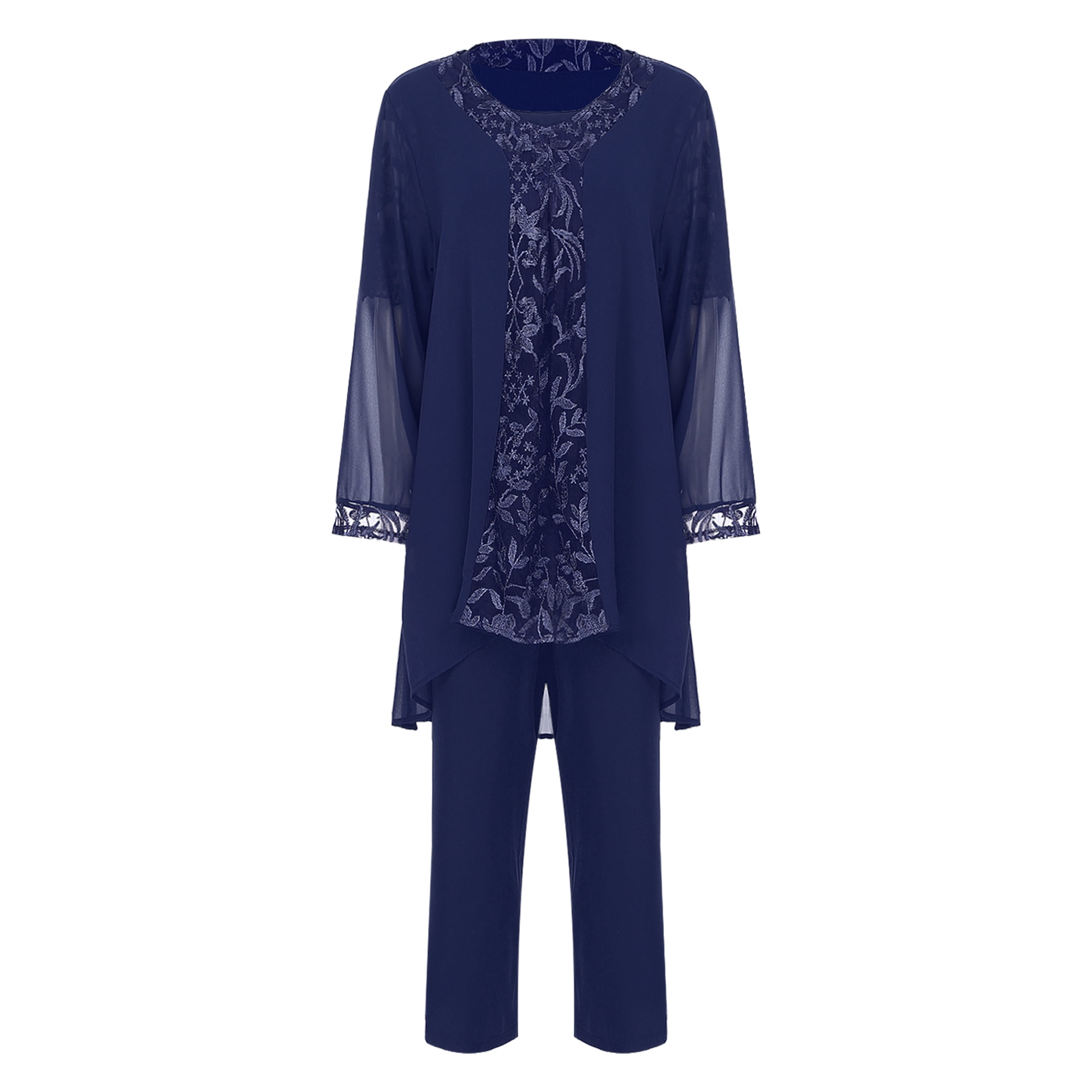 Click here for Ranrann Womens Chiffon 3 Pcs Pants Suits Lace Moth... prices