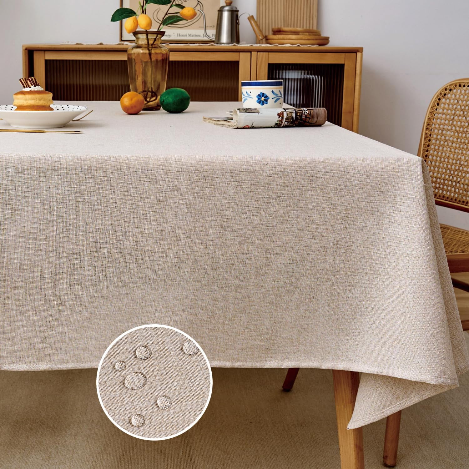 Click here for Unbranded Nlmuvw Oatmeal Linen Tablecloth Rectangl... prices