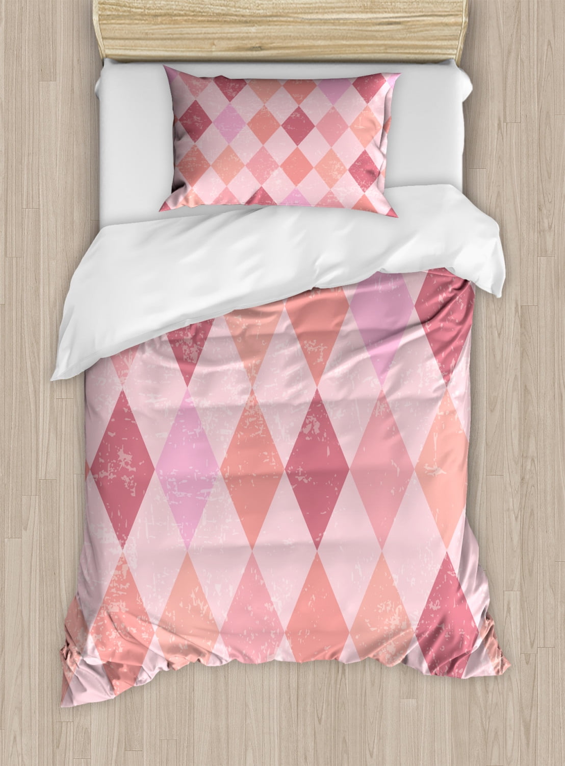 Pink Twin Size Duvet Cover Set, Shades of Pink for Vintage Weathered ...