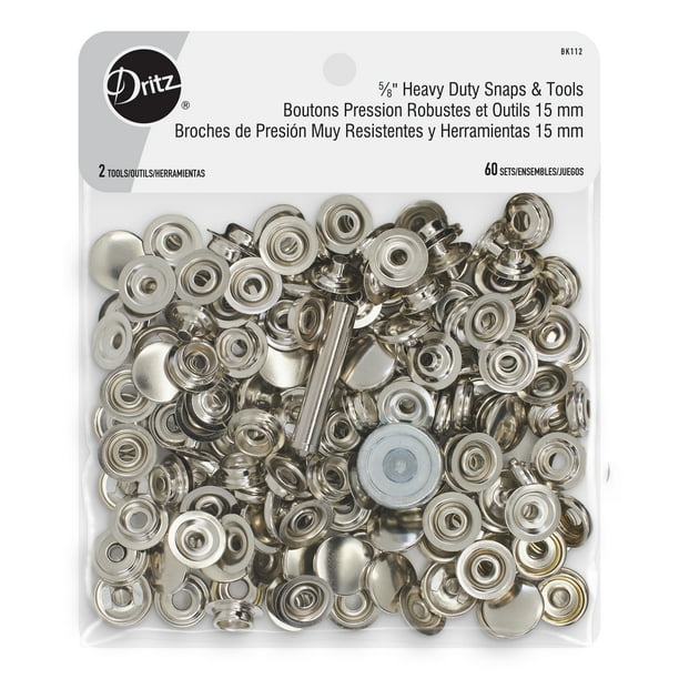 Dritz 5∕8" Heavy Duty Snaps & Tools, Silver, 60 Sets - Walmart.com ...