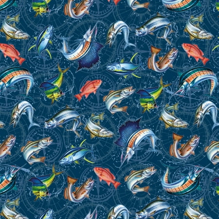 Salt Water Game Fish Fishing Ocean Compass Premium Roll Gift Wrap ...