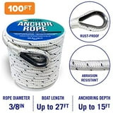 Premium Anchor Rope Double Braided Boat Anchor Line 100 ft White Marine ...