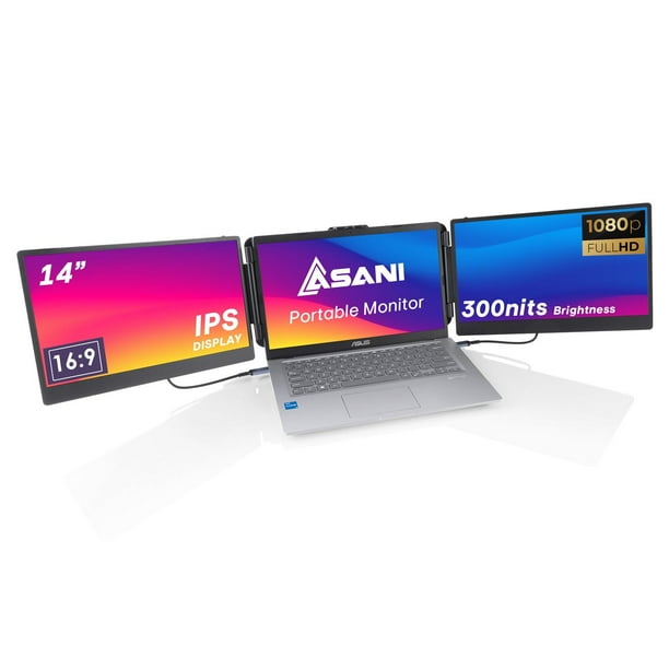 Monitor Portátil Asani 14 Pulgadas Full HD Triple Visualización para ...