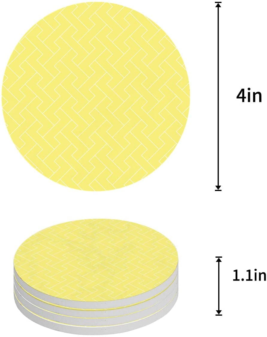FMSHPON Geometric Design,Yellow Set of 6 Round Coaster for Drinks ...