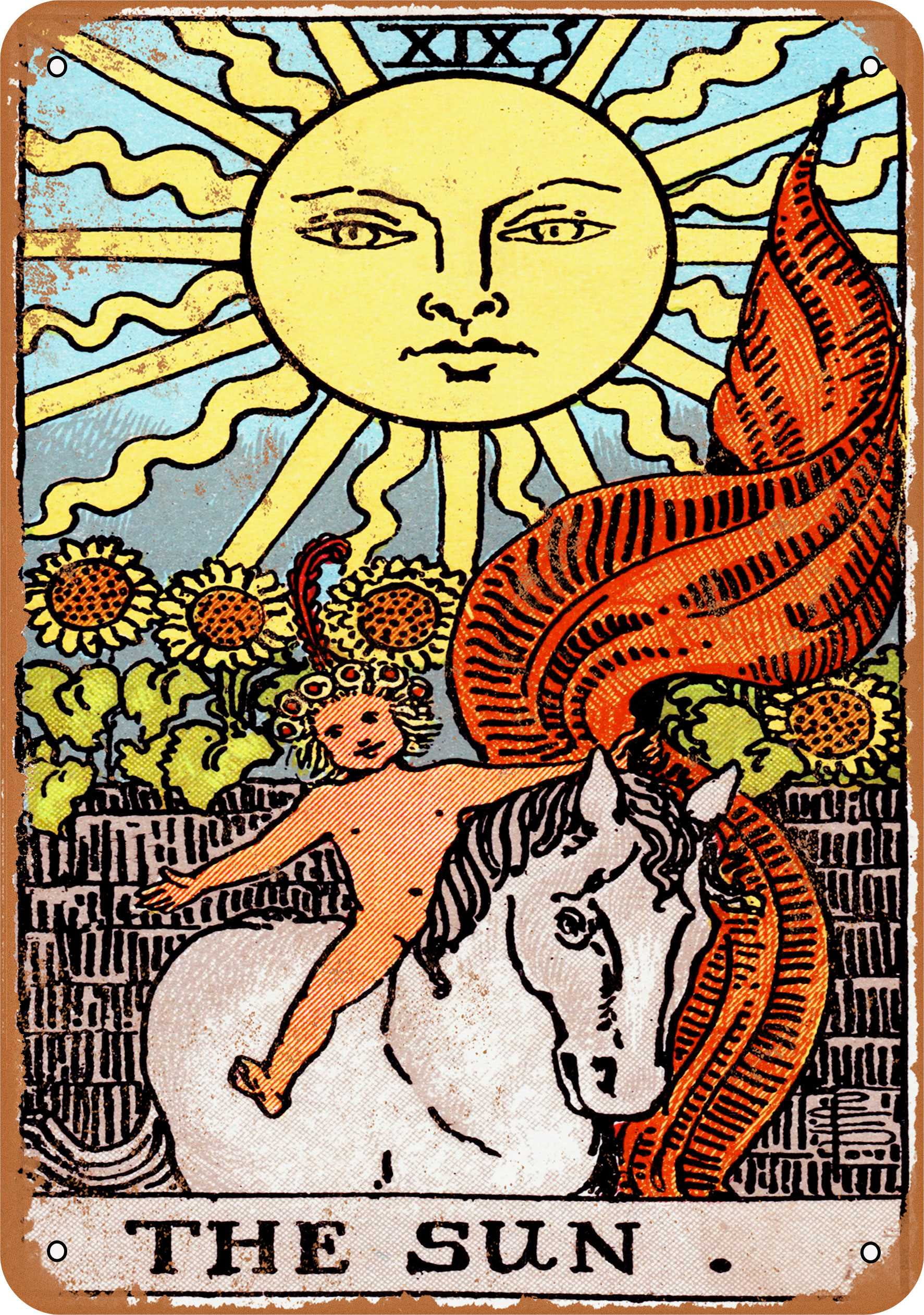 10 x 14 METAL SIGN - Major Arcana - The Sun - Vintage Rusty Look ...
