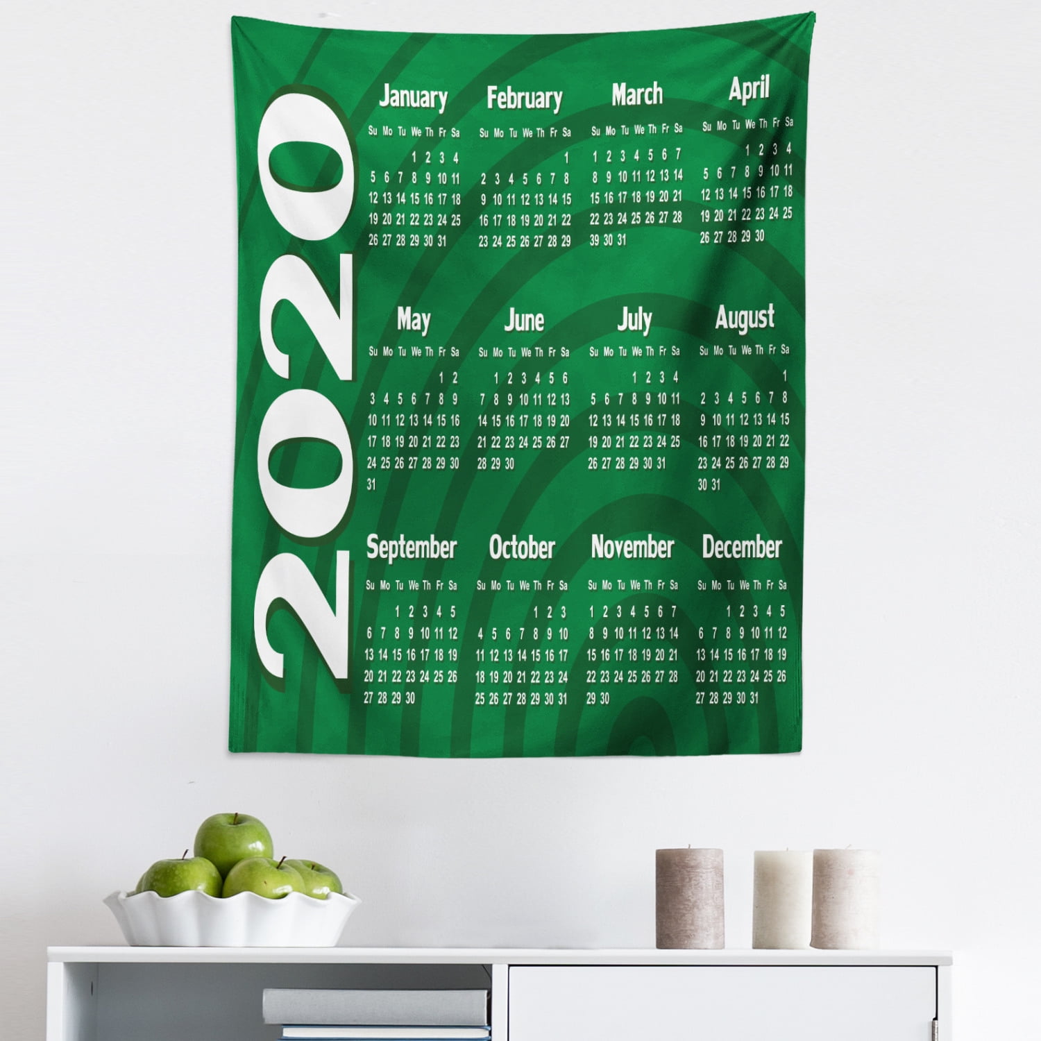Calendar 2020 Tapestry, Modern Year Months Weeks and Days on Whirlpool ...