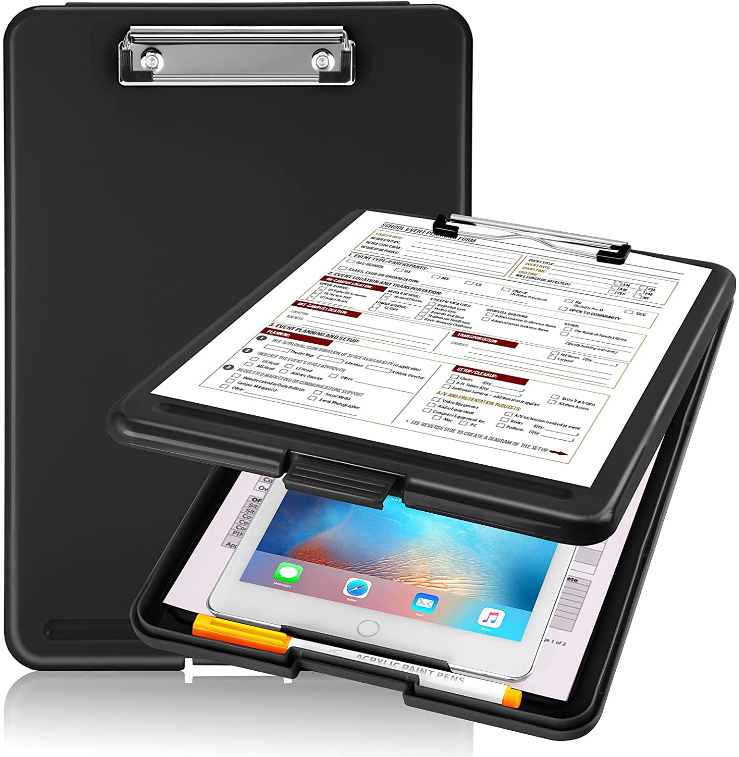 Clipboard with Storage, Plastic Storage Clipboard with Low Profile Clip ...