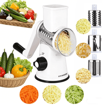 Rotary Cheese Grater Shredder Food Slicer, 3 in 1 Vegetable Chopper ...