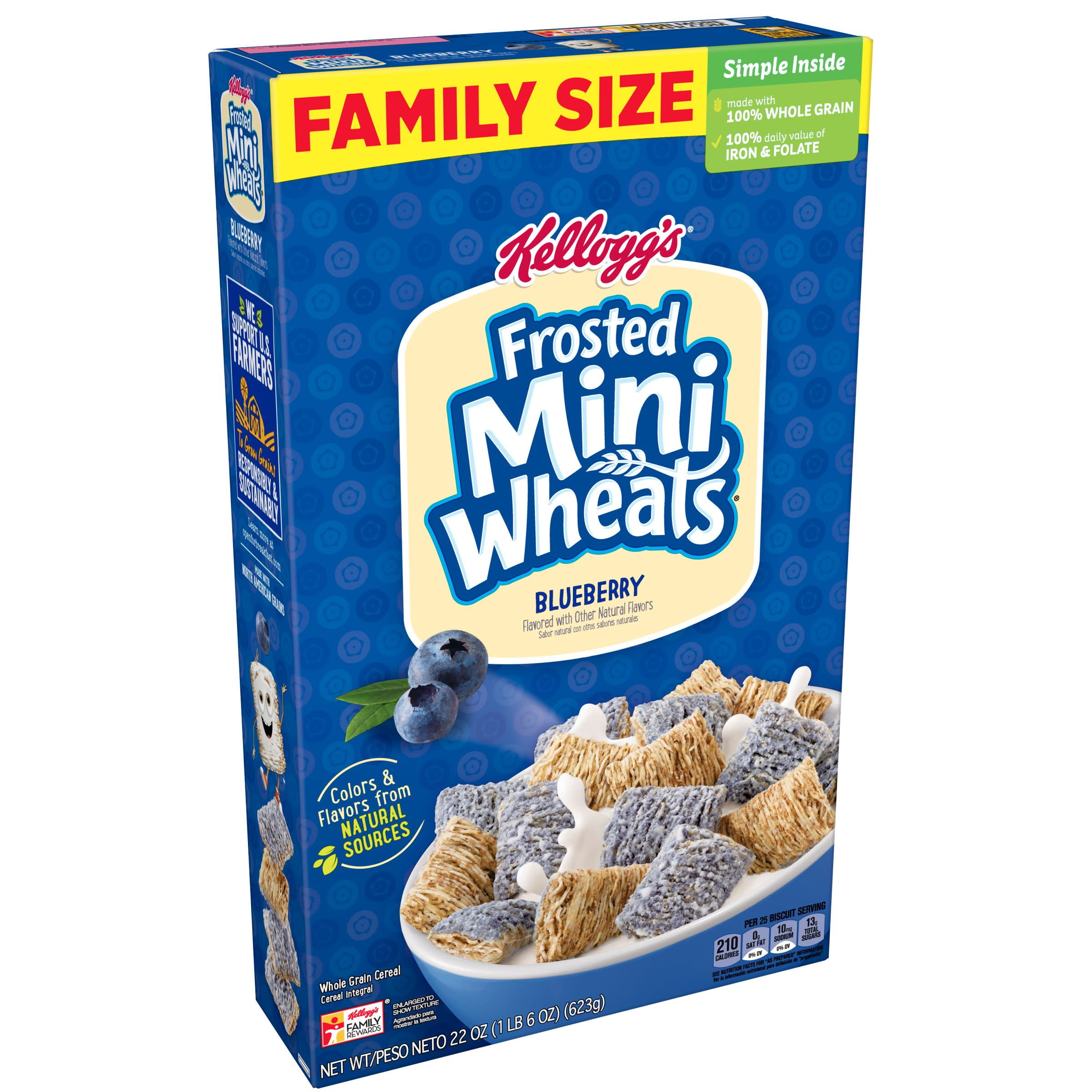 Kellogg's Blueberry Frosted Mini-Wheats Breakfast Cereal Family Pack 22 ...